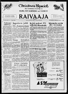 Raivaaja. December 3, 1968 = Pioneer - Digital Commonwealth