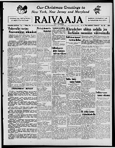 Raivaaja. December 12, 1958 = Pioneer - Digital Commonwealth