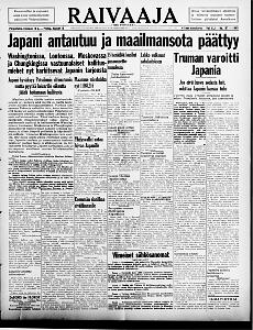 Raivaaja. August 10, 1945 = Pioneer - Digital Commonwealth