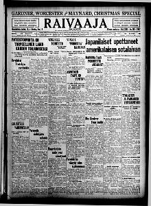 Raivaaja. December 13, 1937 = Pioneer - Digital Commonwealth