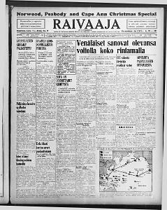 Raivaaja. December 15, 1941 = Pioneer - Digital Commonwealth