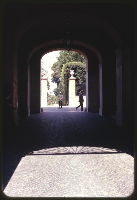 View through arched passageway of Quirinal Palace, Rome, Italy ...