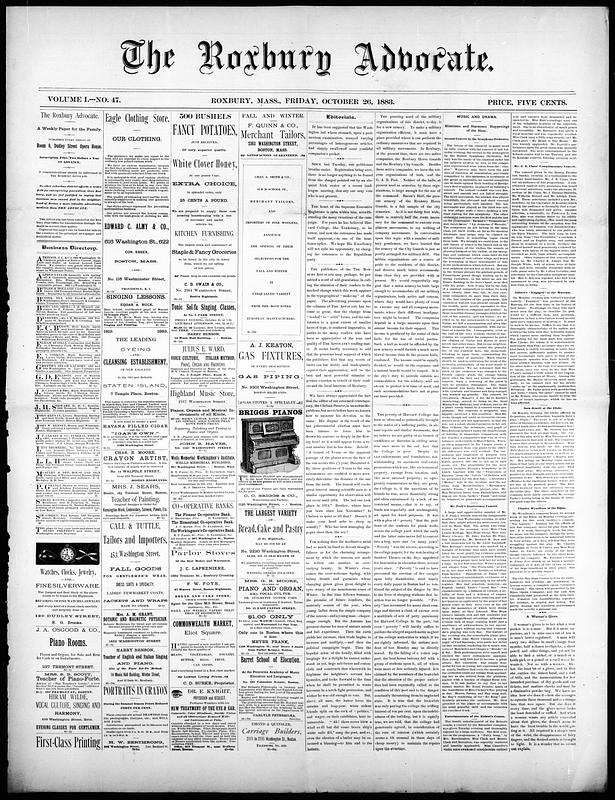 The Roxbury Advocate. October 26, 1883 - Digital Commonwealth