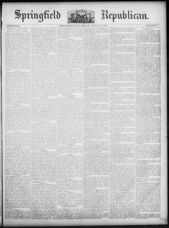 Springfield Weekly Republican. August 17, 1877 - Digital Commonwealth