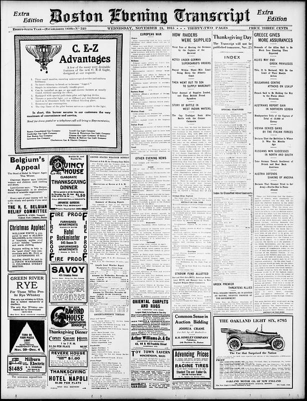 Boston Evening Transcript. November 24, 1915 - Digital Commonwealth