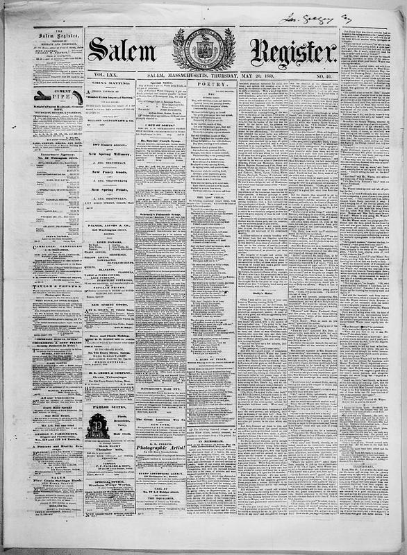 Salem Register. May 20, 1869 - Digital Commonwealth