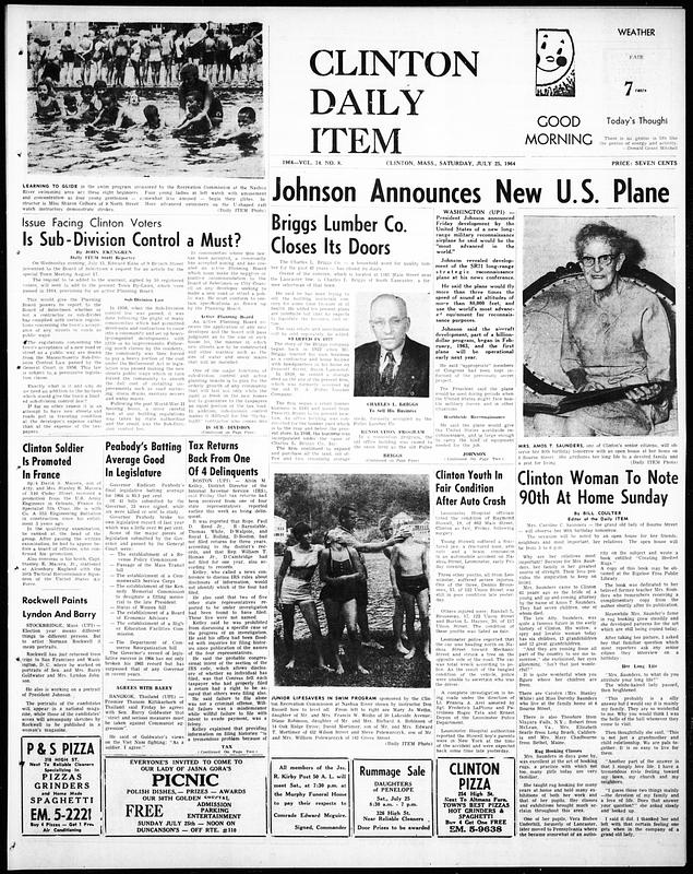 Clinton Daily Item. July 25, 1964 - Digital Commonwealth