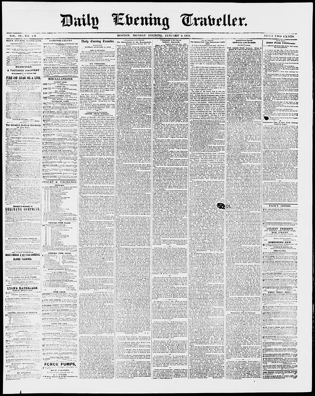 Daily Evening Traveller. January 09, 1854 - Digital Commonwealth