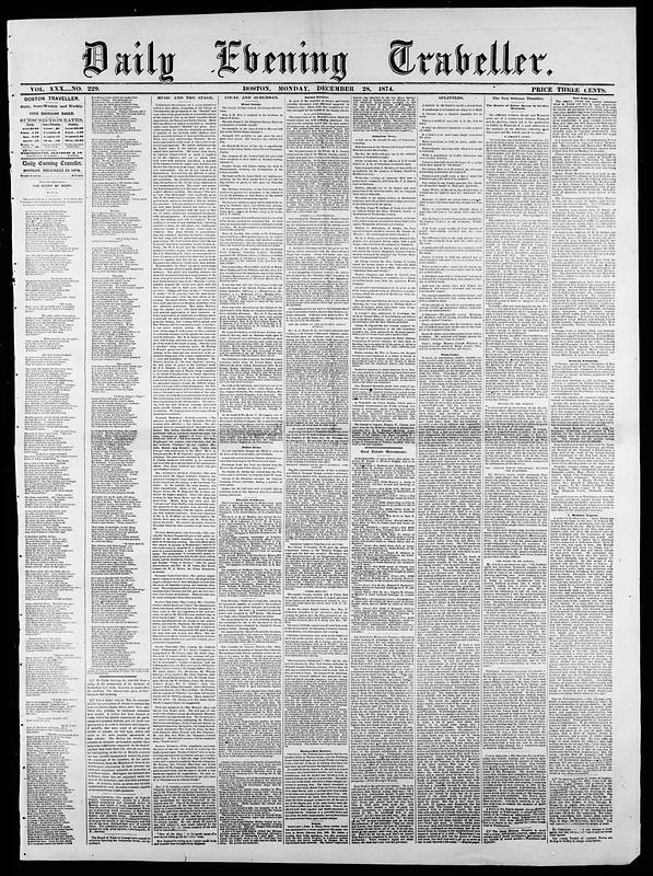 Daily Evening Traveller. December 28, 1874 - Digital Commonwealth