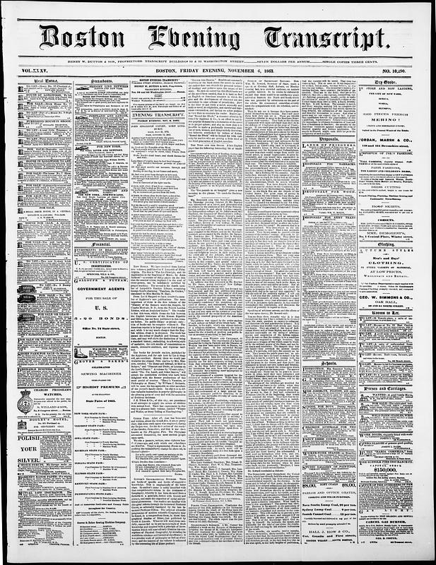 Boston Evening Transcript. November 06, 1863 - Digital Commonwealth