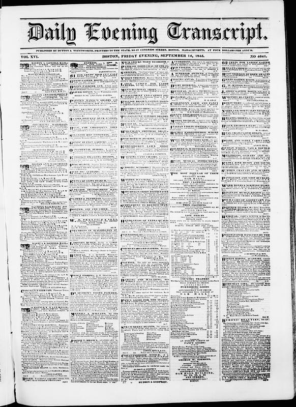 Daily Evening Transcript. September 12, 1845 - Digital Commonwealth