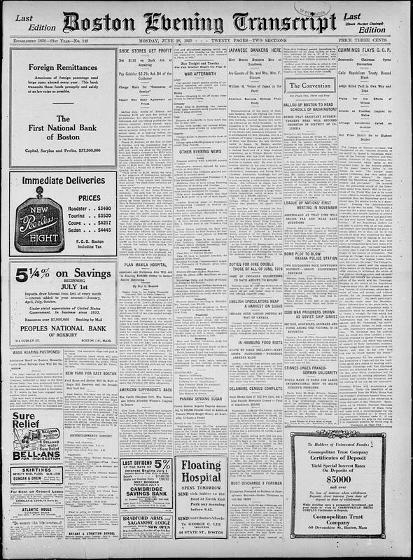 Boston Evening Transcript. June 28, 1920 - Digital Commonwealth