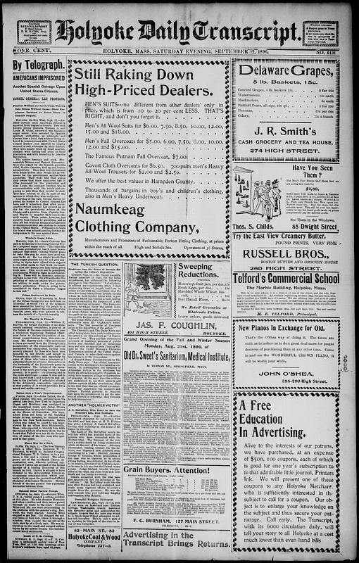 The Holyoke Daily Transcript. September 12, 1896 - Digital Commonwealth