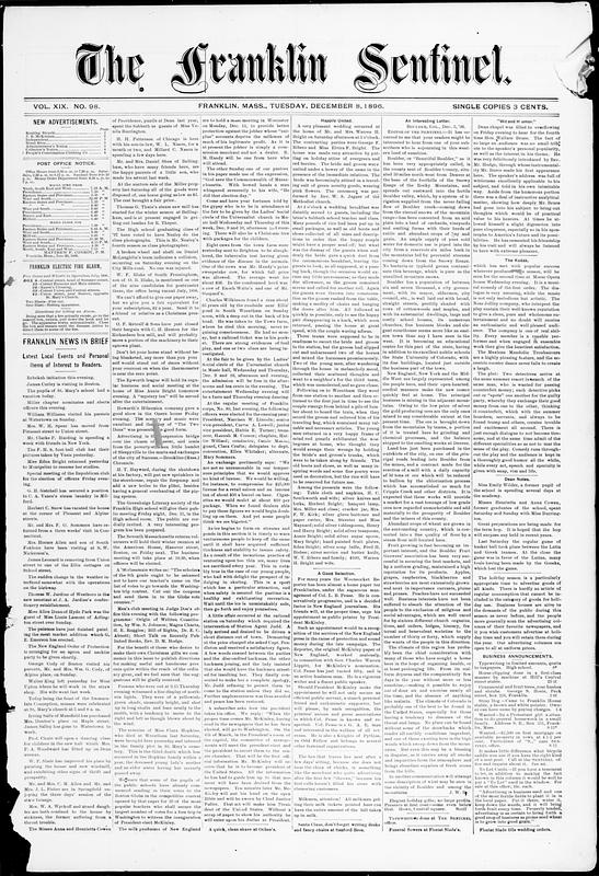 The Franklin Sentinel. December 08, 1896 - Digital Commonwealth