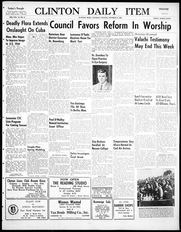 Clinton Daily Item. October 08, 1963 - Digital Commonwealth