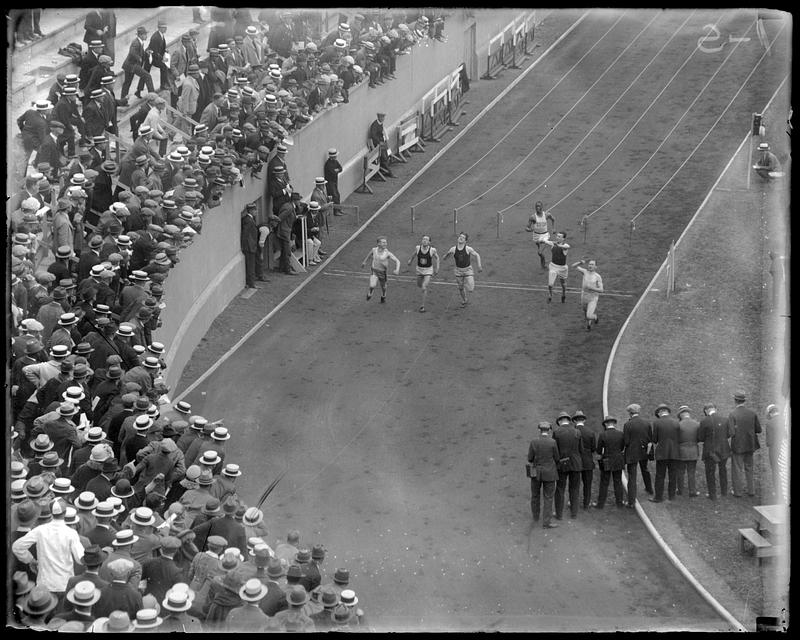Race at Olympic trials, Harvard Stadium - Digital Commonwealth