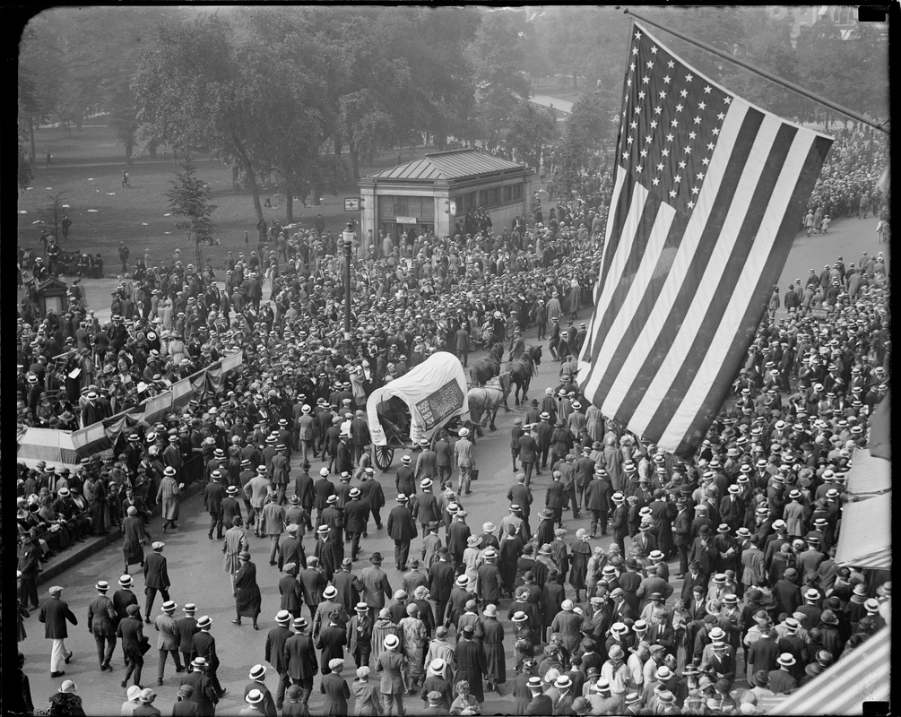 Wagon on Tremont St. to promote opening of Paramount's "The Covered ...