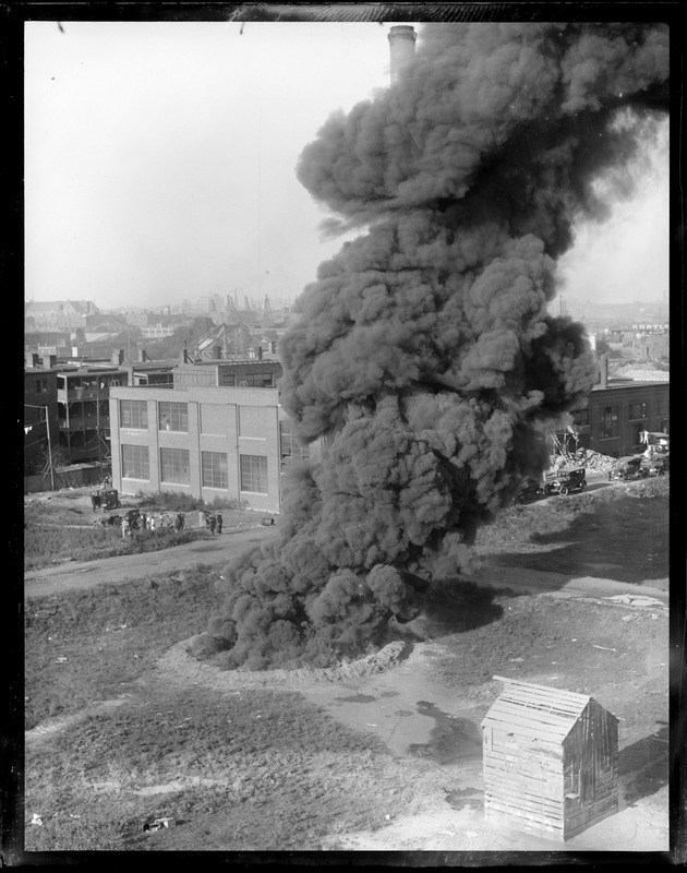 Demonstration oil fire - foamite used to put it out. - Digital Commonwealth
