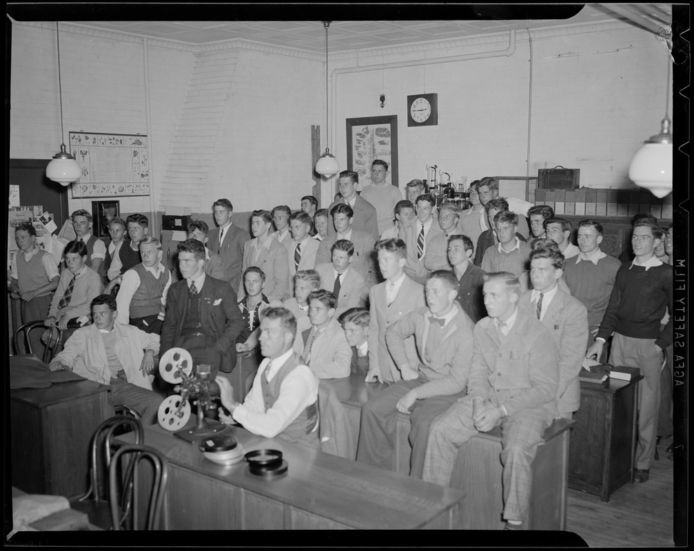 Class of boys watching film - Digital Commonwealth