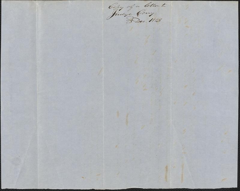 Copy of a letter from George Coffin to Samuel Cony, 23 December 1848 ...