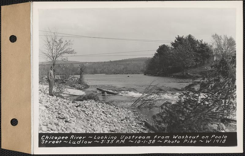 Chicopee River, looking upstream from washout on Poole Street, Ludlow ...