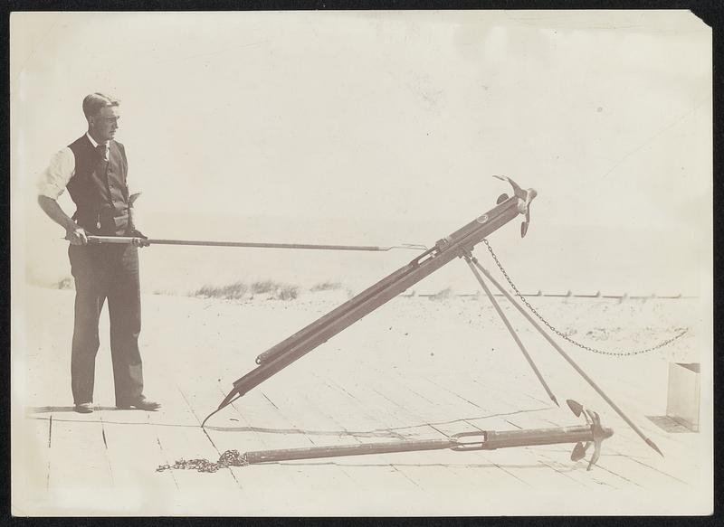 A gun that shoots an anchor over a ship - Digital Commonwealth