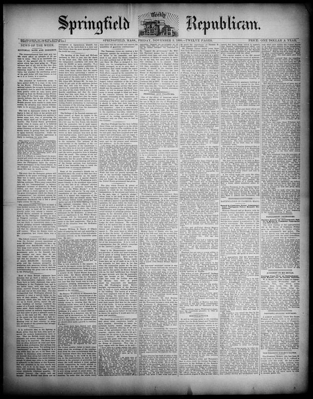 Springfield Weekly Republican. November 03, 1899 - Digital Commonwealth
