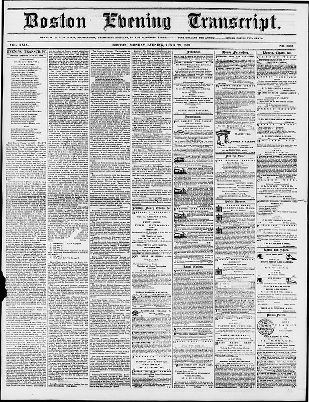 Boston Evening Transcript. June 28, 1858 - Digital Commonwealth
