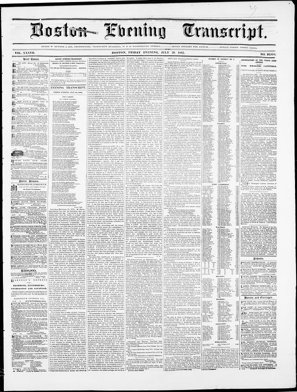 Boston Evening Transcript. July 28, 1865 - Digital Commonwealth