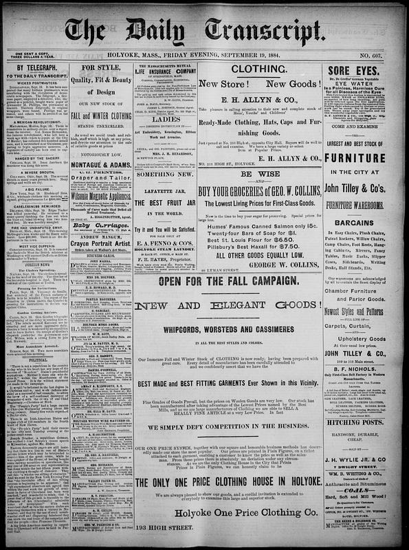 The Daily Transcript. September 19, 1884 - Digital Commonwealth