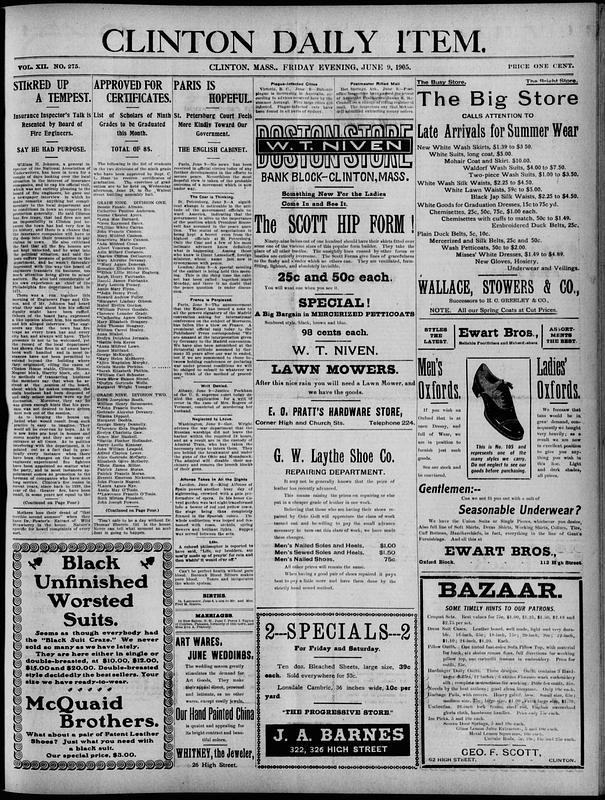 Clinton Daily Item. June 09, 1905 - Digital Commonwealth