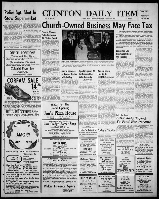 Clinton Daily Item. October 29, 1969 - Digital Commonwealth