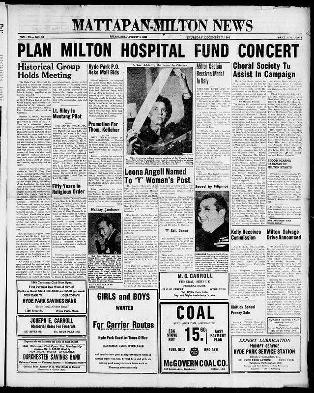 Mattapan-Milton News, December 07, 1944 - Digital Commonwealth