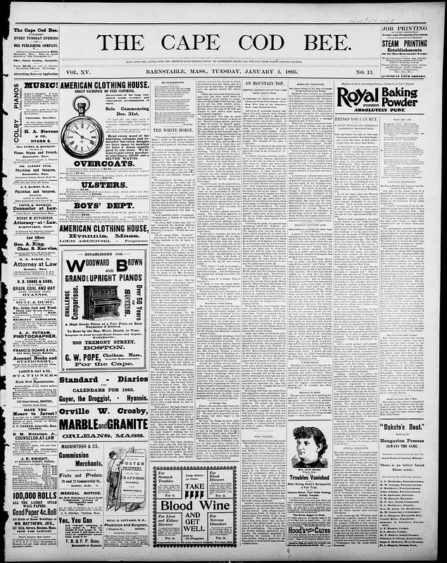 The Cape Cod Bee. January 01, 1895 - Digital Commonwealth