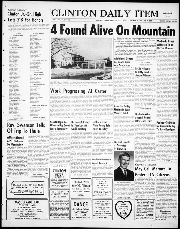 Clinton Daily Item. February 06, 1964 - Digital Commonwealth