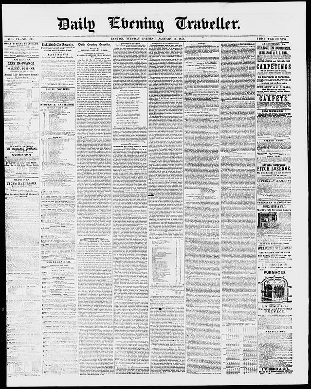 Daily Evening Traveller. January 03, 1854 - Digital Commonwealth
