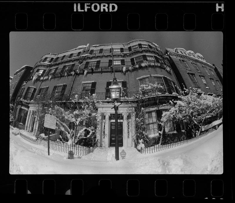 Beacon Hill mansion in winter, downtown Boston - Digital Commonwealth