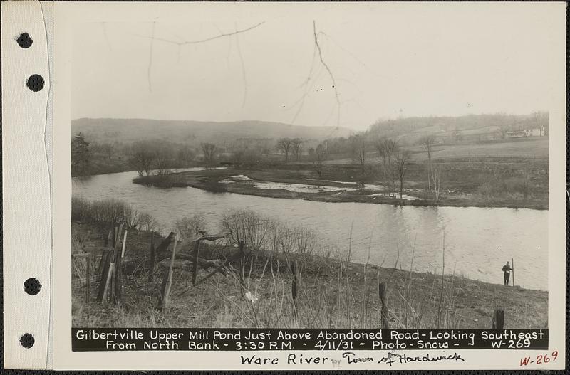 Gilbertville upper mill pond just above abandoned road, looking ...