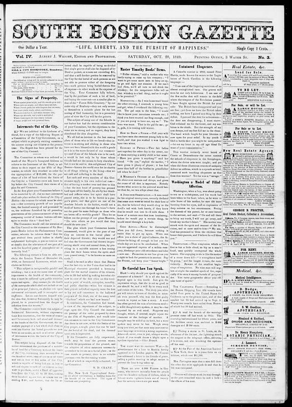 South Boston Gazette, October 20, 1849 - Digital Commonwealth