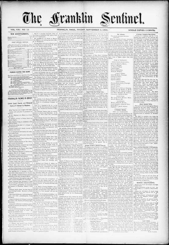 The Franklin Sentinel. September 09, 1898 - Digital Commonwealth