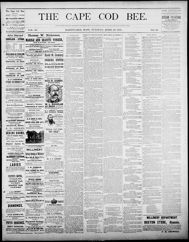 The Cape Cod Bee. April 28, 1891 - Digital Commonwealth