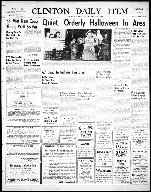 Clinton Daily Item. November 01, 1963 - Digital Commonwealth