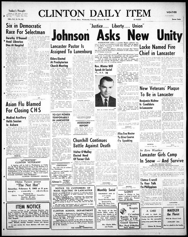 Clinton Daily Item. January 20, 1965 - Digital Commonwealth
