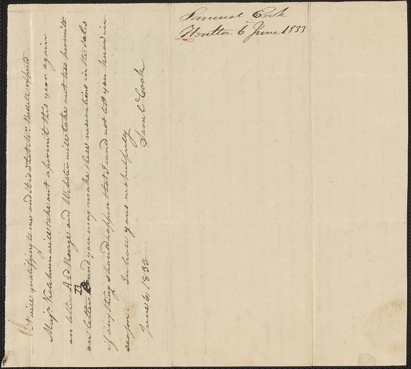 Samuel Cook to George Coffin, 6 June 1833 - Digital Commonwealth