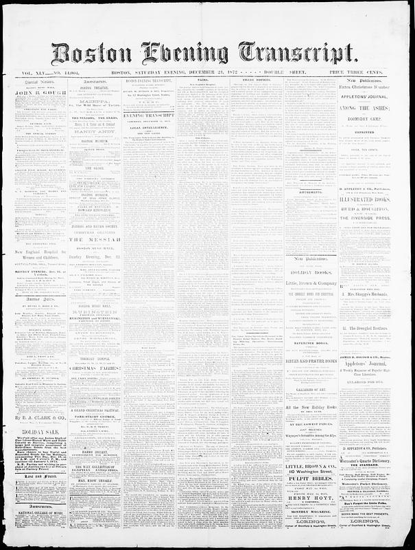 Boston Evening Transcript. December 21, 1872 - Digital Commonwealth