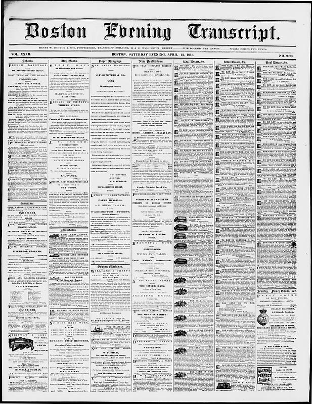 Boston Evening Transcript. April 13, 1861 - Digital Commonwealth