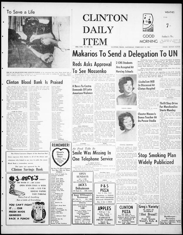 Clinton Daily Item. February 15, 1964 - Digital Commonwealth