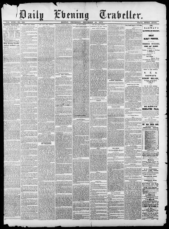 Daily Evening Traveller. December 16, 1875 - Digital Commonwealth
