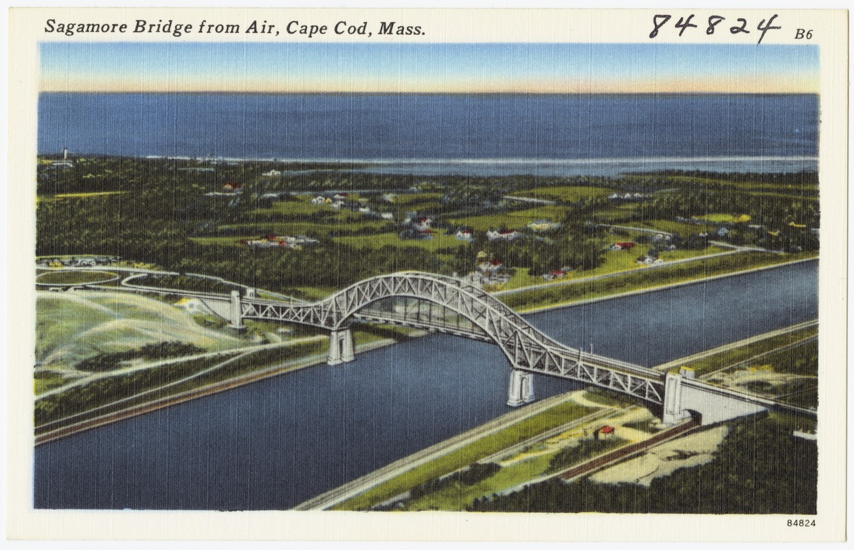 Sagamore Bridge from air, Cape Cod, Mass. - Digital Commonwealth