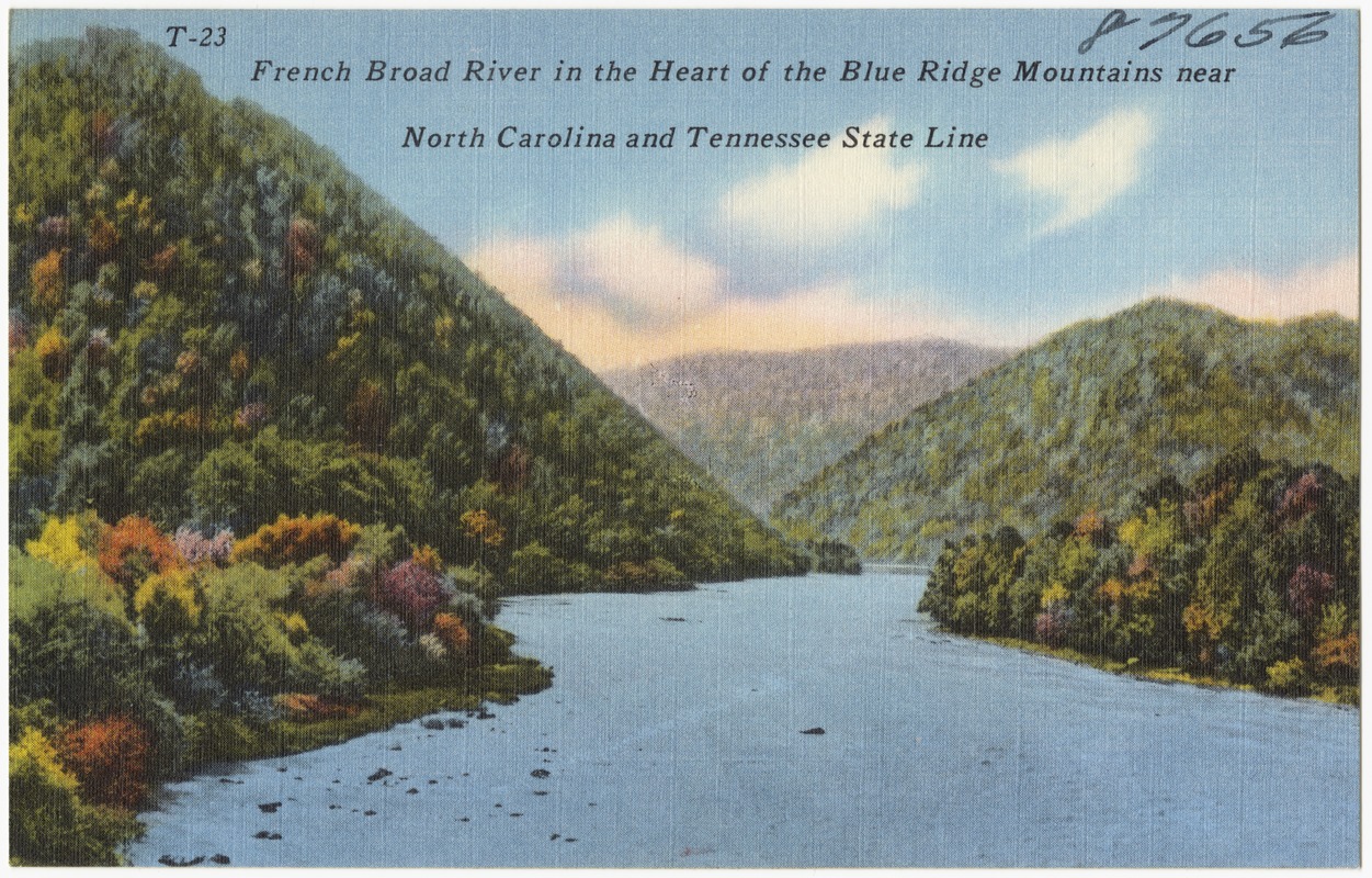 French Broad River in the heart of the Blue Ridge Mountains near North ...